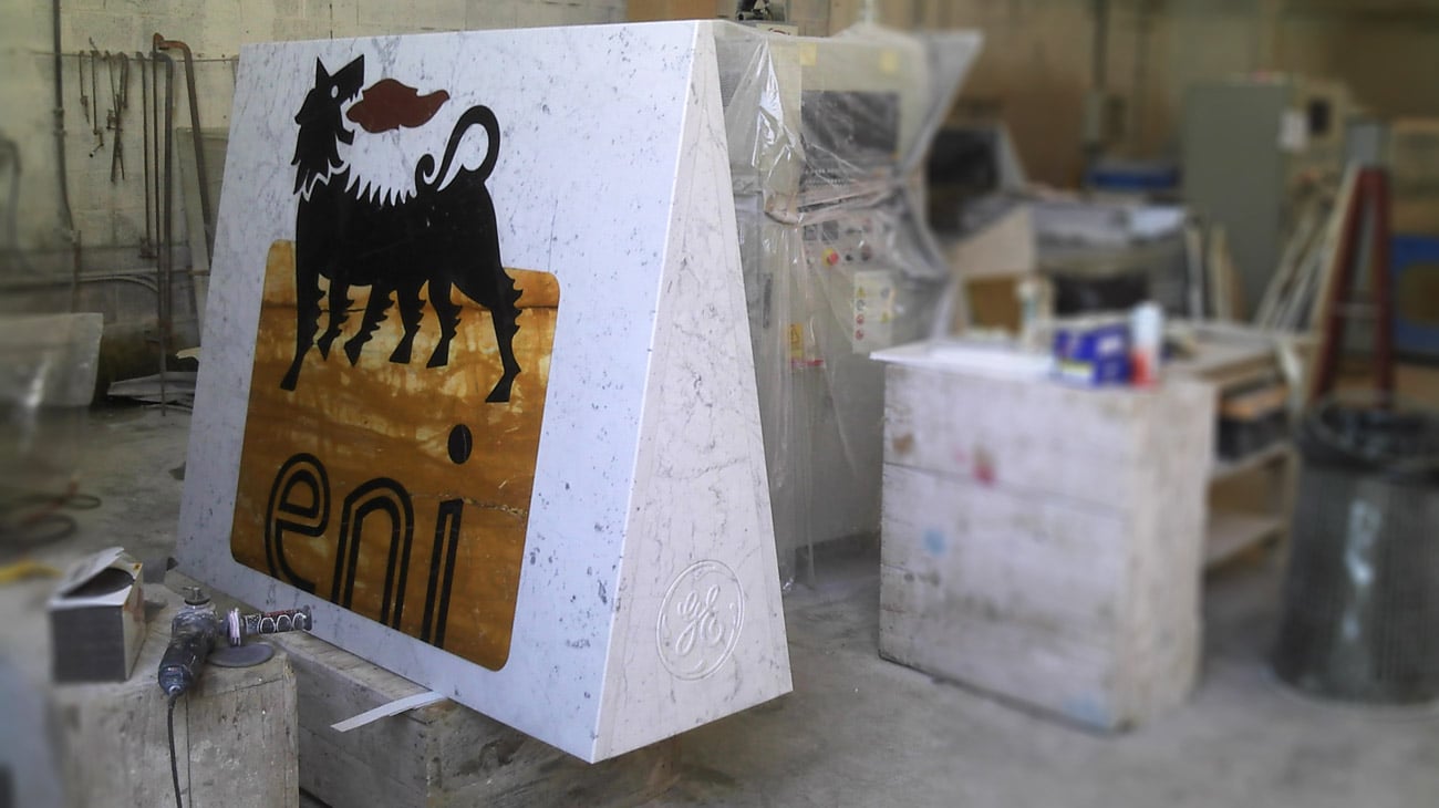 Inlaid Marble Logo for ENI | Dedalo Stone
