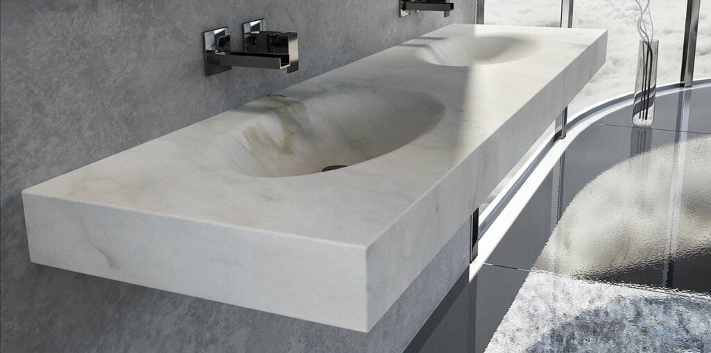 Double Marble Sink for Luxury Bathrooms - Dune | Dedalo Stone