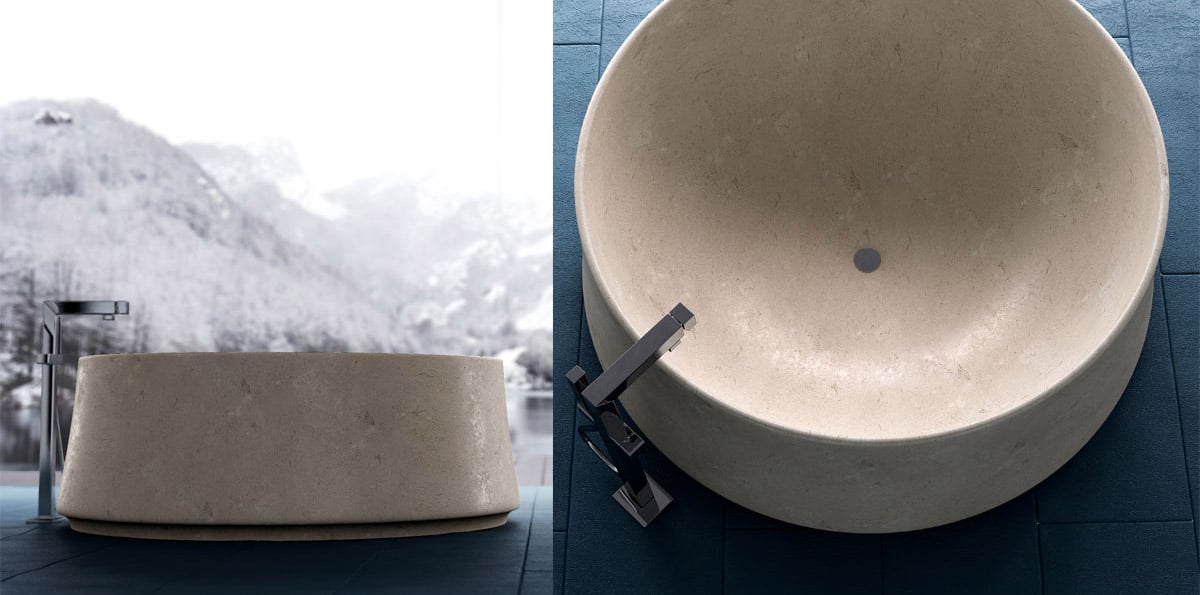 Natural Stone and Marble Bathtub - Round Tub Cratere | Dedalo Stone